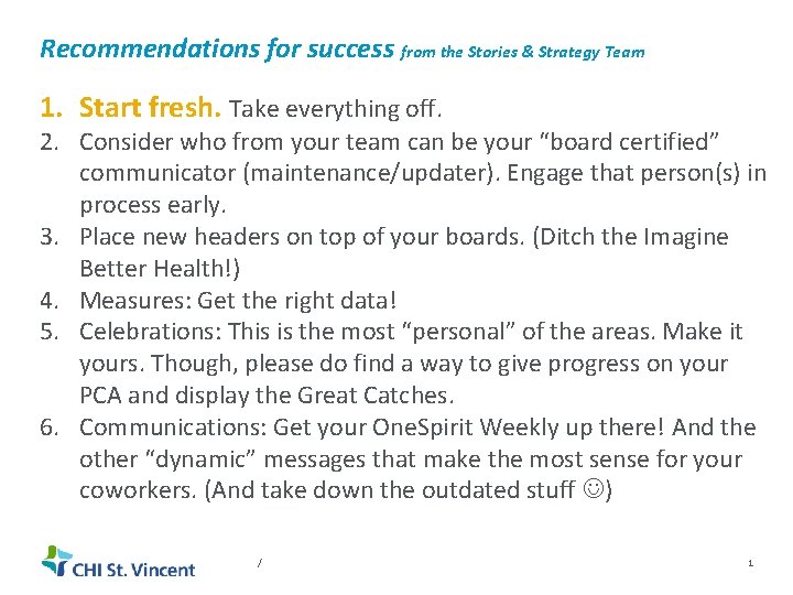 Recommendations for success from the Stories Strategy Team
