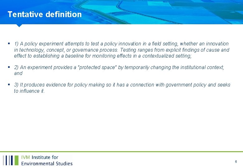 Learning from Policy Experiments in Adaptation Governance Belinda