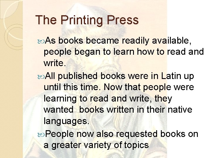 Renaissance Influence The Printing Press The Printing Press