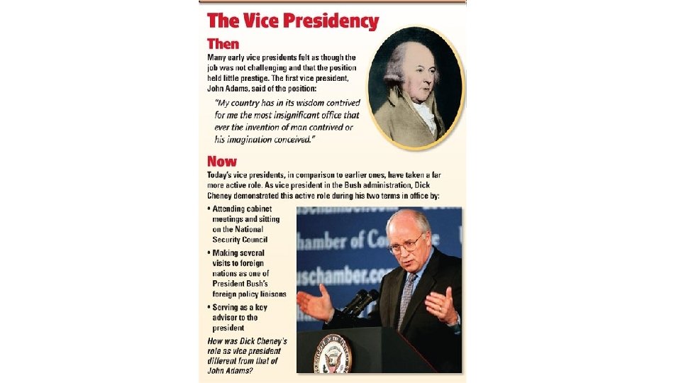 CHAPTER 6 SECTION 3 Mr Plude The Presidents