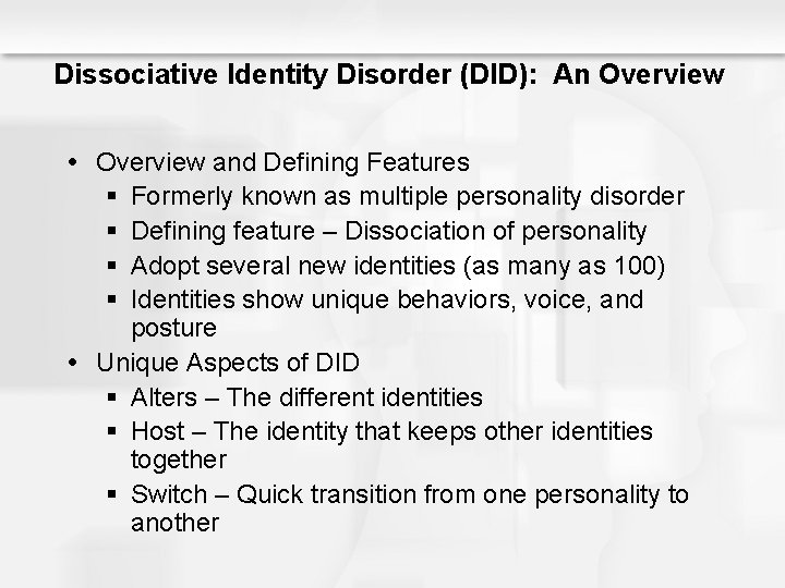 Chapter 5 Dissociative Disorders An Overview of Dissociative