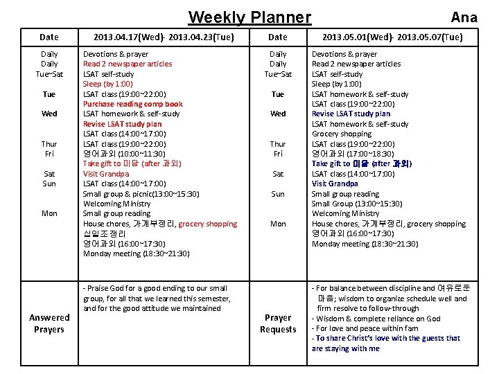 Weekly Planner Date Daily TueSat Tue Wed Thur