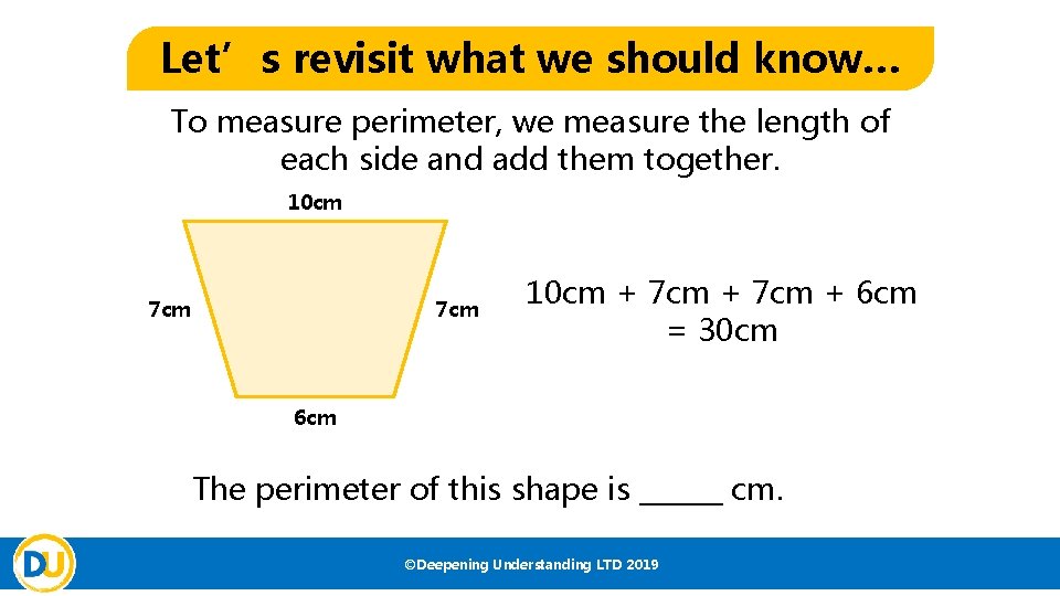 Progression in Mastery Year 3 Calculate Perimeter Can