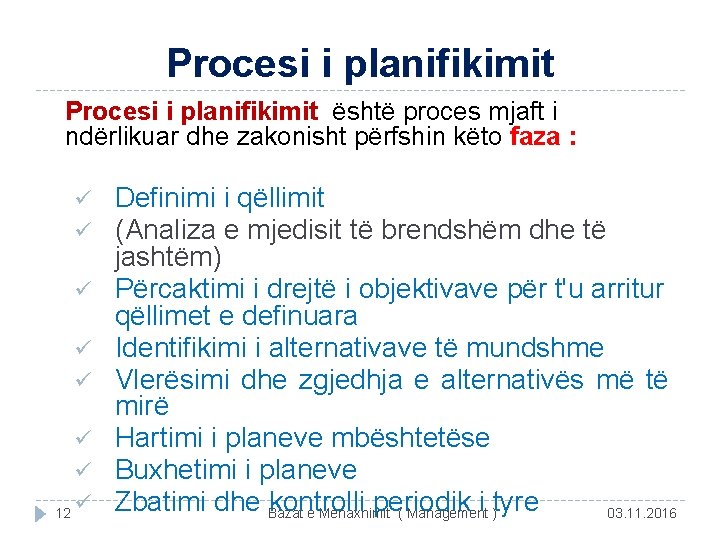 Java e tret PLANIFIKIMI Planifikimi si funksion i