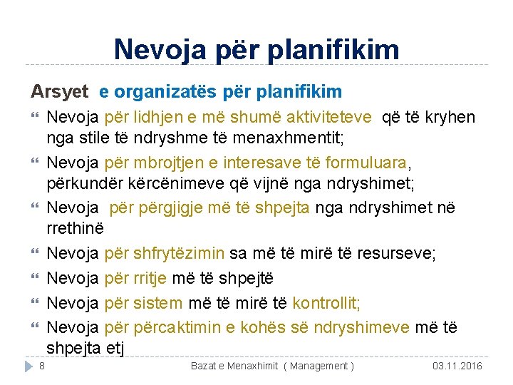 Java e tret PLANIFIKIMI Planifikimi si funksion i