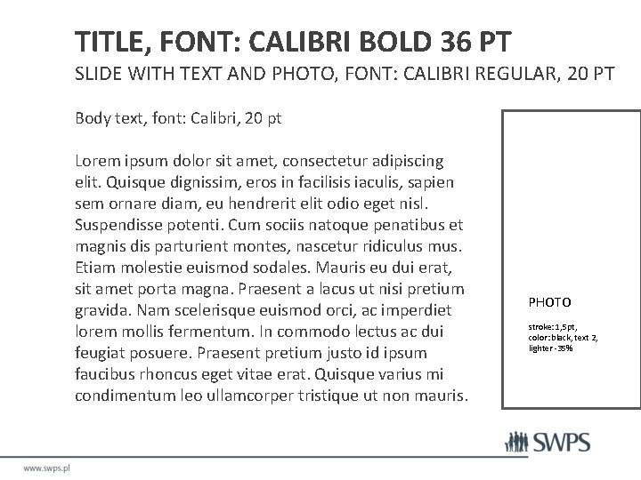 PRESENTATION TITLE FONT CALIBRI BOLD 48 pt TITLE