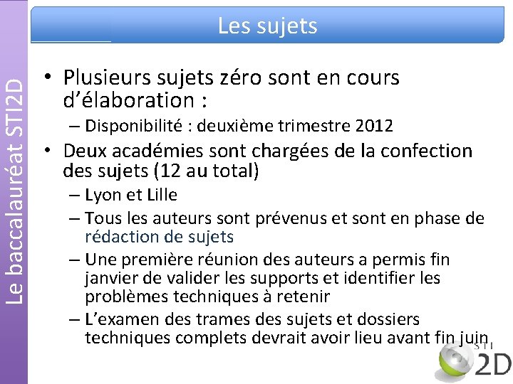 STI 2 D Les preuves du baccalaurat STI