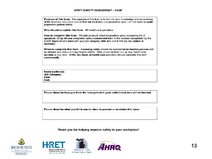 Staff Safety Assessment 1 Learning Objectives To understand