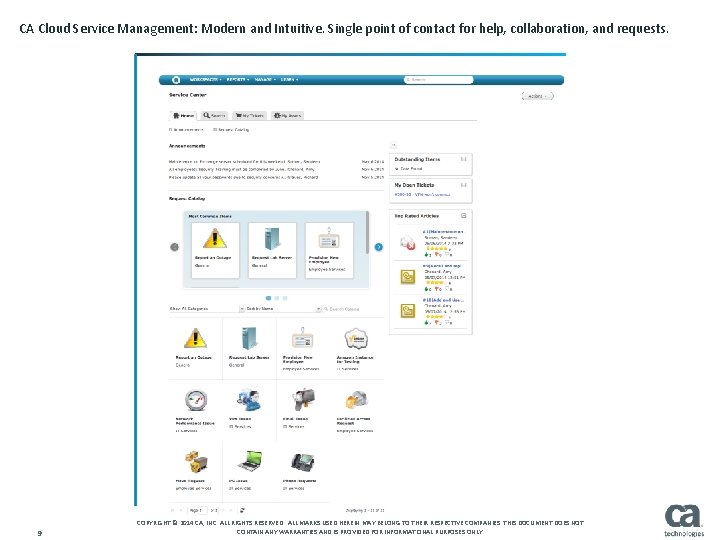 CA Cloud Service Management User Interface and Experience