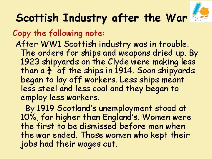 Scottish Industry After 1918 Lesson starter 30 seconds