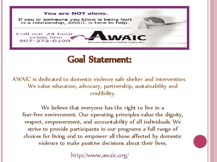 ANCHORAGES AWAIC SHELTER ABUSED WOMENS AID IN CRISIS