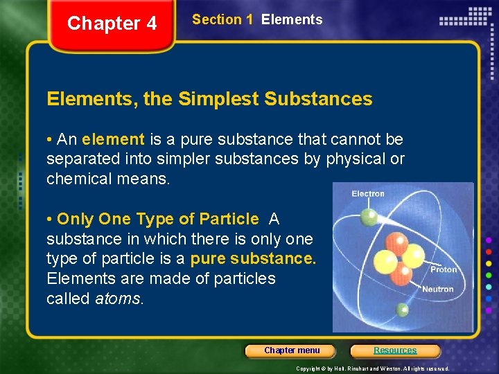 Chapter 4 Section 1 Elements Bellringer Refer to