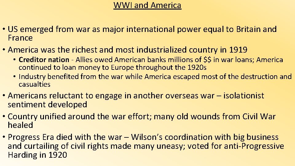 World War I PostWar America Section 10 3