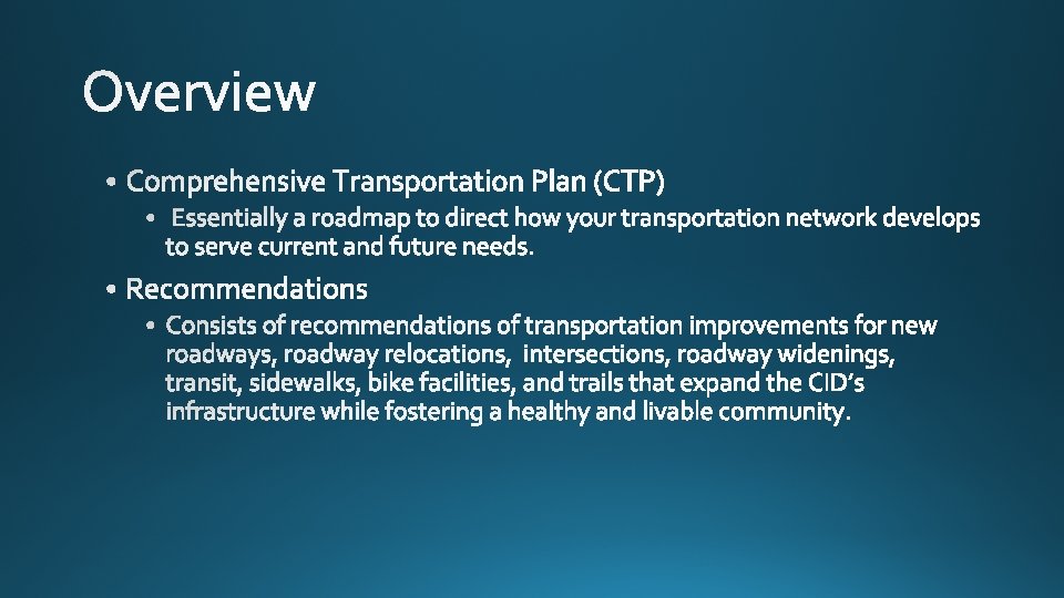 Comprehensive Transportation Plan Implementation Tier Breakdown ...