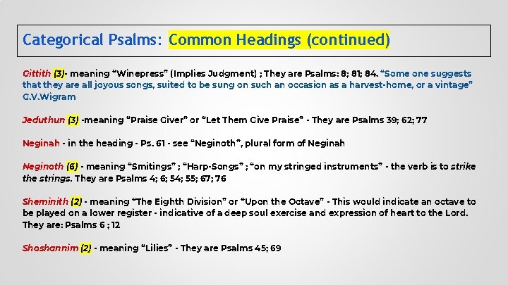 The Psalms The Psalms The What Where When
