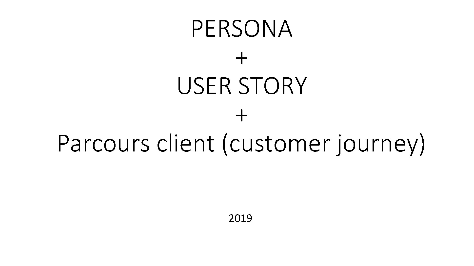 PERSONA USER STORY Parcours client customer journey 2019