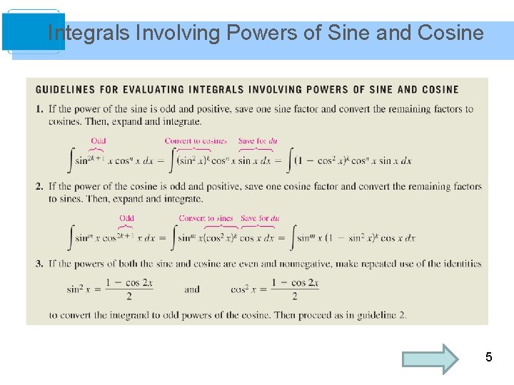 Integrals Involving Powers of and Cosine Sine 2