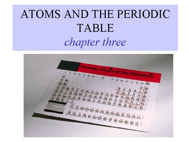 ATOMS AND THE PERIODIC TABLE chapter three FOCUS