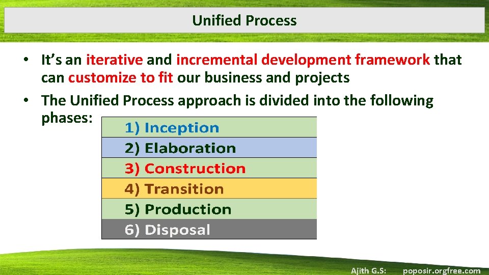 Unified Process Its an iterative and incremental development