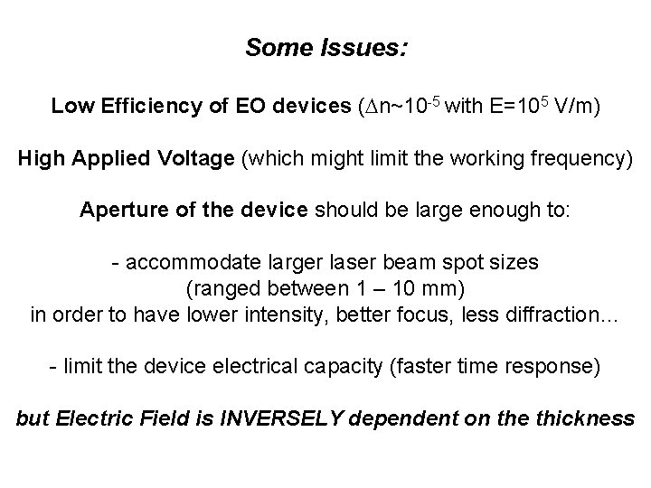 First thoughts on ElectroOptic scanning Alessio Bosco Grahame