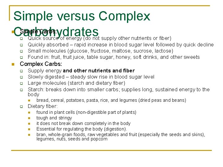 Carbohydrates Discussion Questions Groups of 2 5 minutes