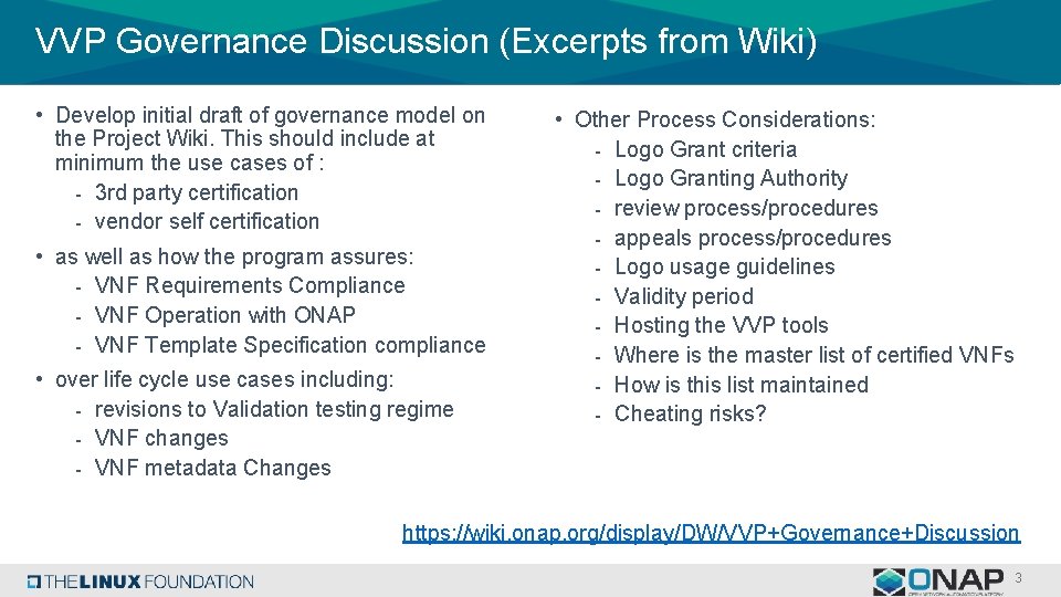 VNF Validation Project VVP Governance Model Preliminary Views