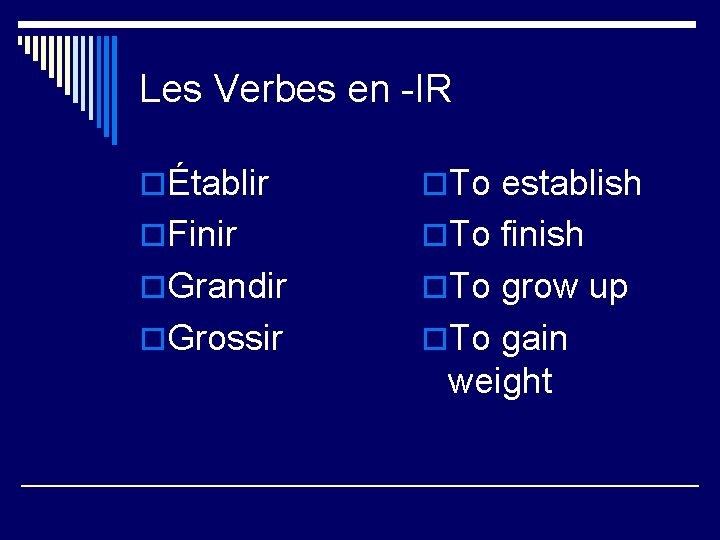 Les Verbes en IR Chapitre 6 Les Verbes