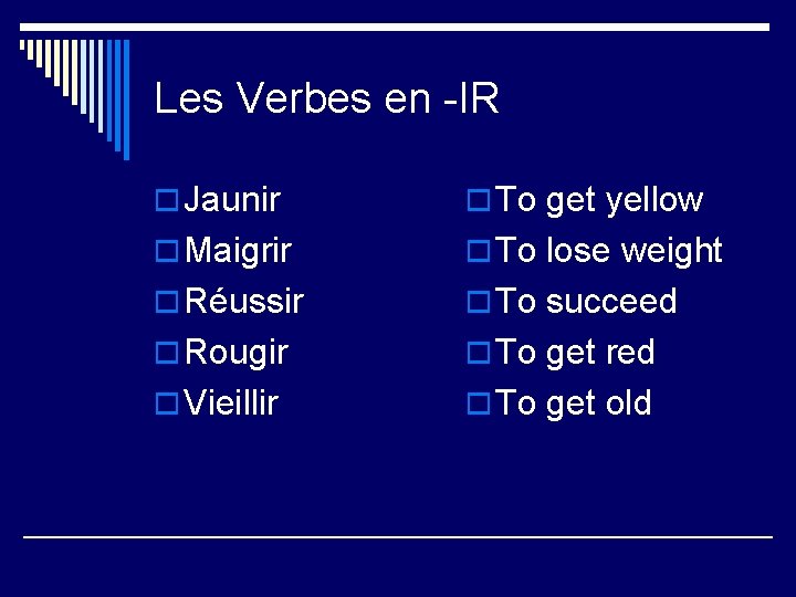 Les Verbes en IR Chapitre 6 Les Verbes