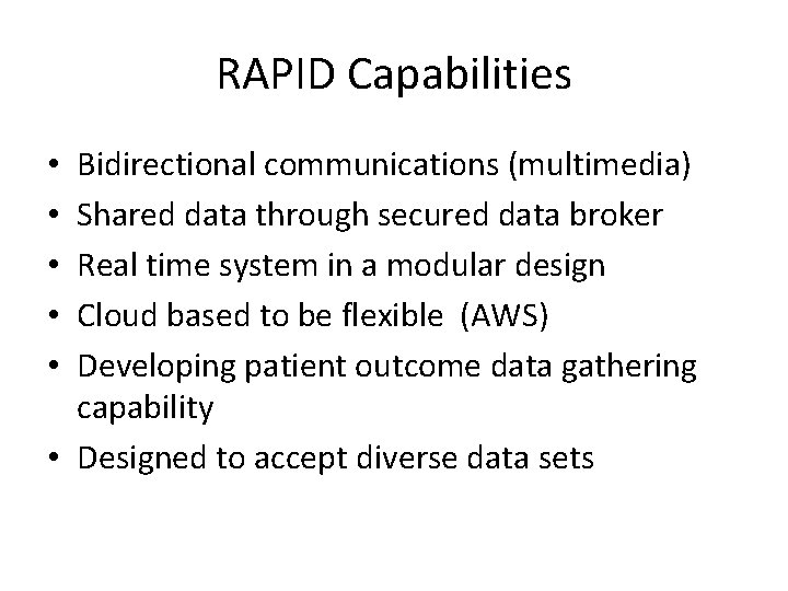 1 RAPID II Summary Bidirectional mobile platform report