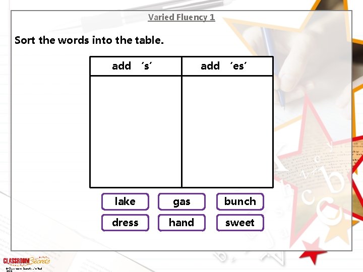 Introduction Sort the words into the table singular
