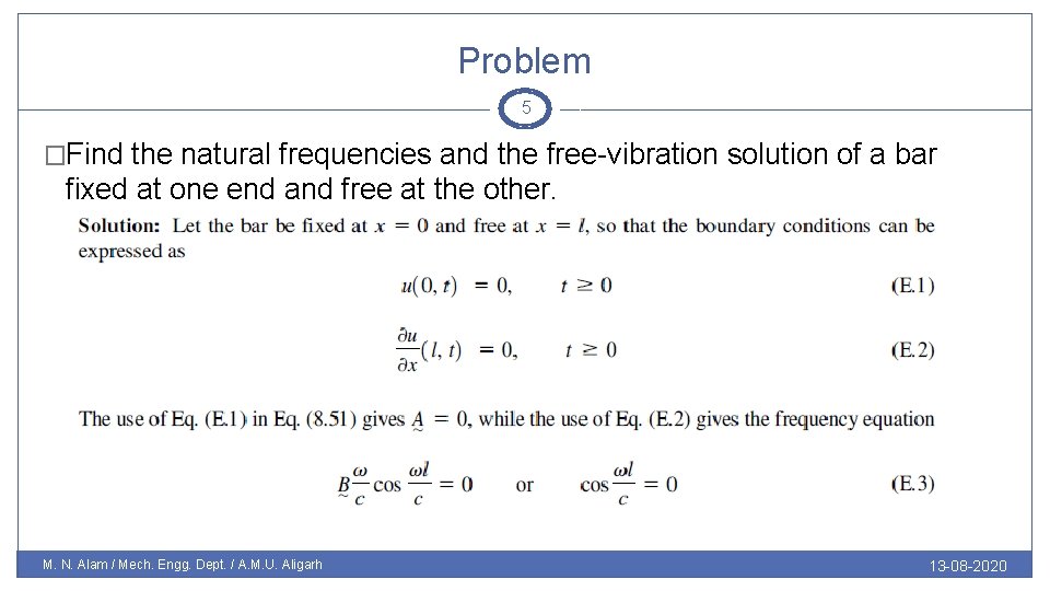 Mechanical Vibration EME 411 Lecture14 BY PROF M