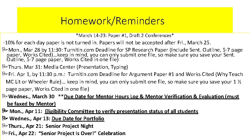 HomeworkReminders March 14 23 Paper 1 Draft 2