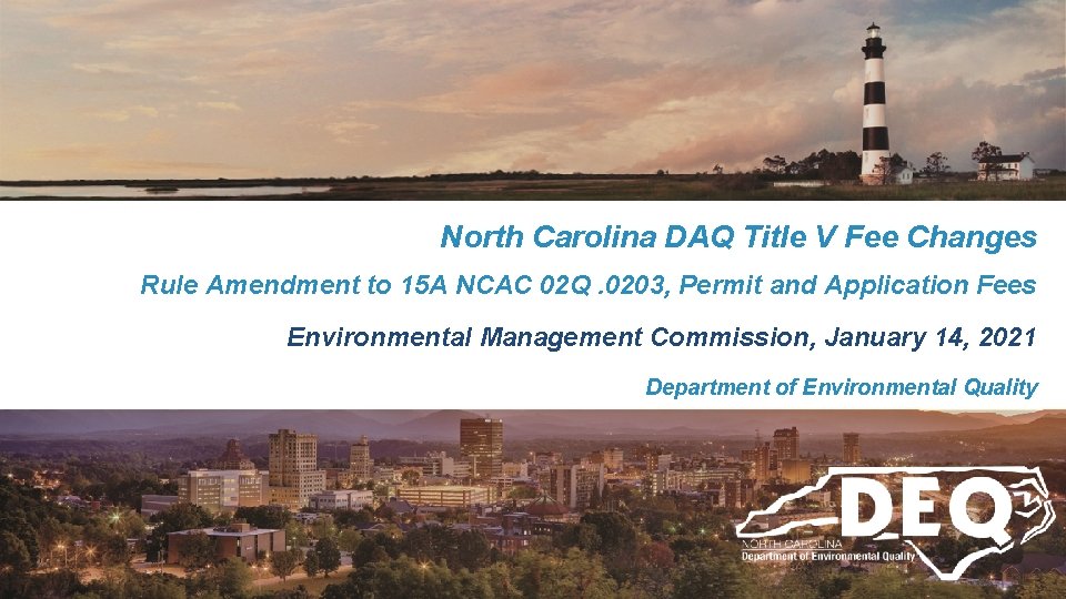 North Carolina DAQ Title V Fee Changes Rule
