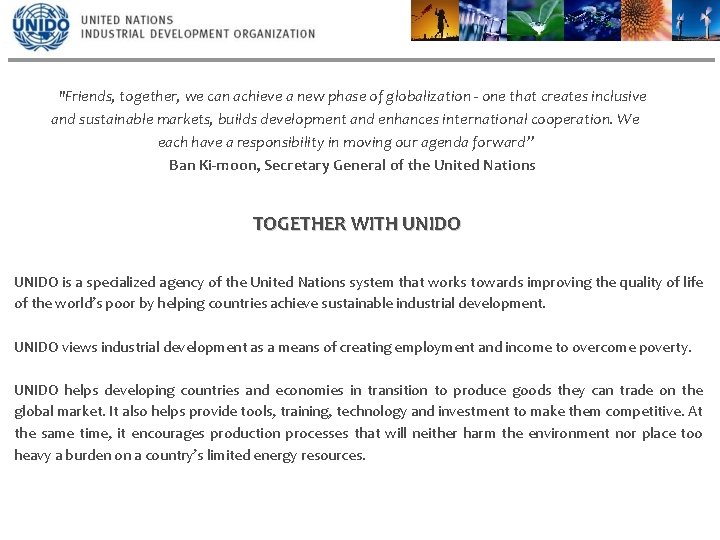 UNIDO approach for reducing poverty through sustainable industrial