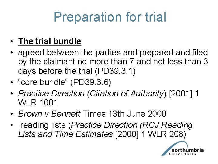 BVC Civil Procedure Costs Part II The Trial