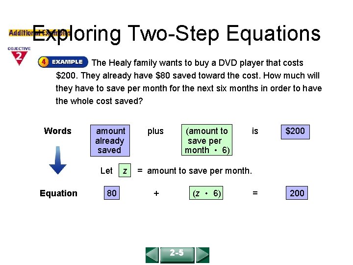 COURSE 2 LESSON 2 5 Exploring TwoStep Equations