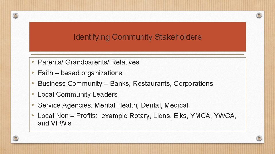 School and Community Connections Definition of Terms Connection
