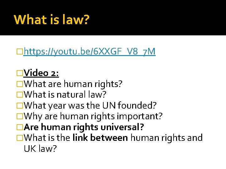 What is law List three things you think
