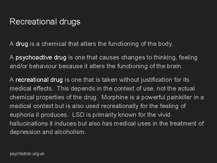 BIG question how do recreational drugs affect what
