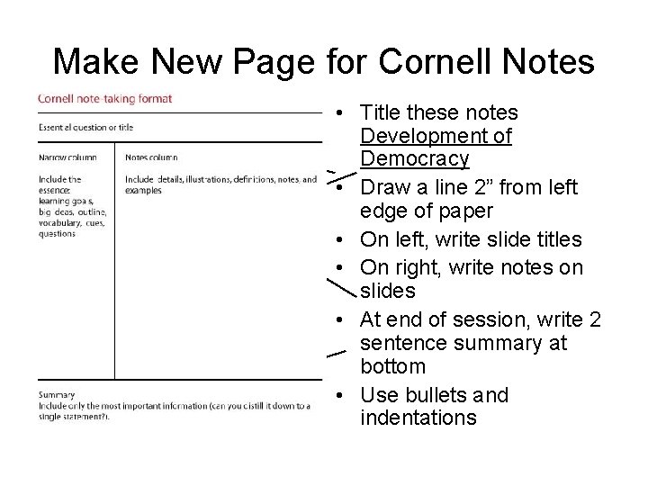 Make New Page for Cornell Notes Title these