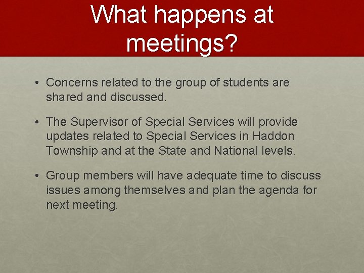 Parent Advisory Group Introduction Overview of Haddon Township