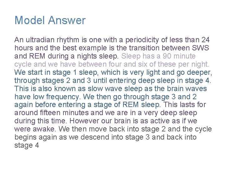 Ultradian and Infradian rhythms Starter Activity ABC Exam