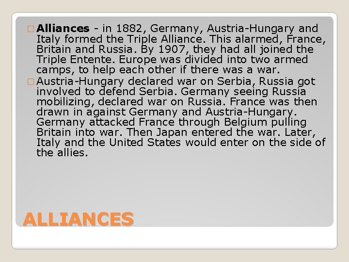 CAUSES OF WORLD WAR 1 VIDEO TRIPLE ENTENTE