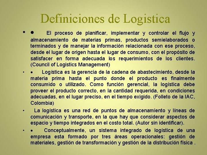 GENERALIDADES DE LA LOGISTICA QUE ES LOGISTICA CLASICA