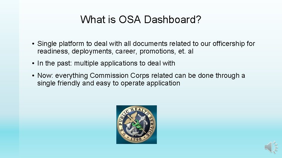 Officer Secure Area OSA Dashboard by CDR Inna
