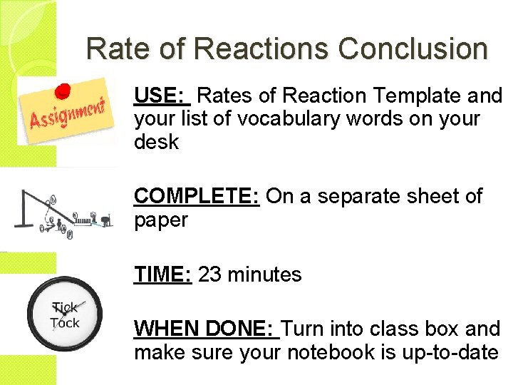 Day 88 Rates of Reaction Lab Conclusion Agenda