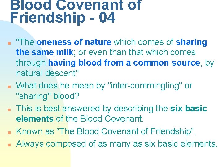 Blood Covenant of Friendship TITLE PAGE n n