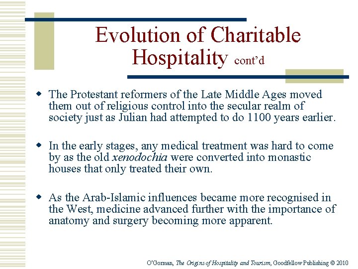 The Origins of Hospitality and Tourism Charitable Hospitality