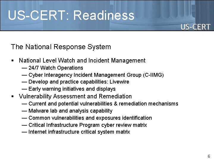 USCERT National Cyber Security Division U S Computer