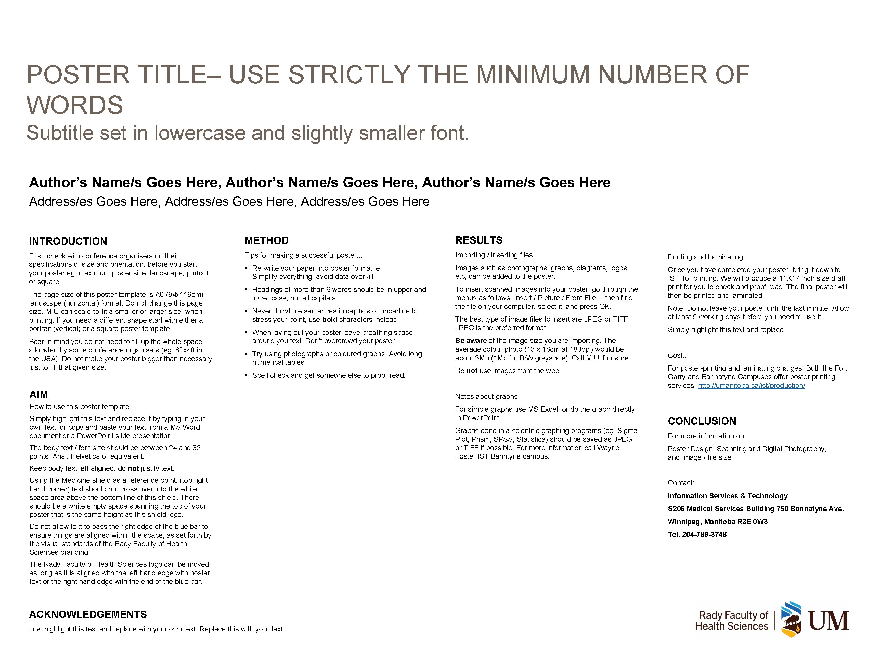 POSTER TITLE USE STRICTLY THE MINIMUM NUMBER OF